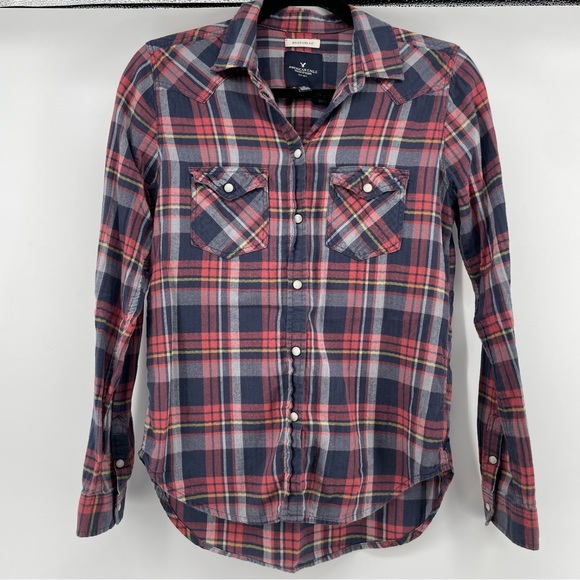 American Eagle Outfitters | Tops | Aeo American Eagle Navy Bluered ...
